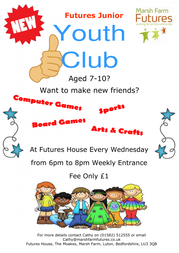 Every Wednesday - JUNIOR YOUTH CLUB! - Marsh Farm Futures